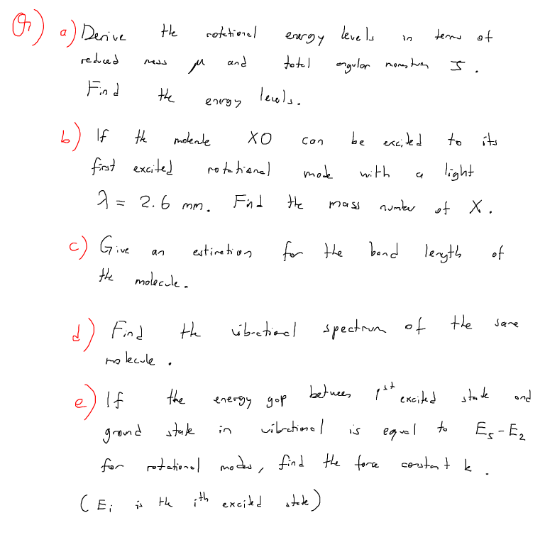 Solved (9) ﻿a) ﻿Derive the rotational energy levels in terms | Chegg.com