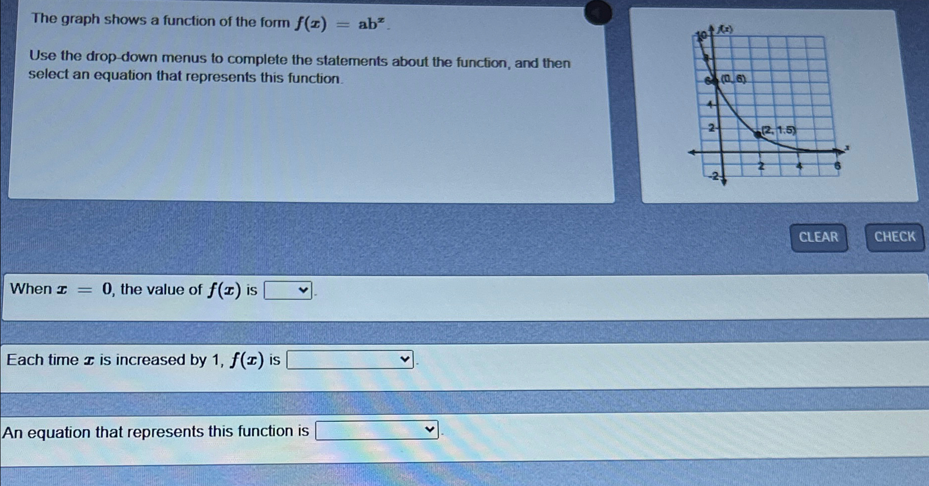 Solved The graph shows a function of the form f(x)=abx.Use | Chegg.com