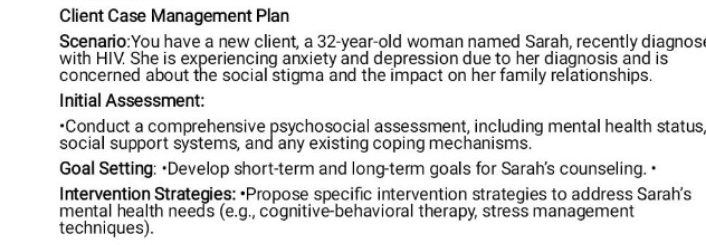 Solved Client Case Management PlanScenario:You have a new | Chegg.com