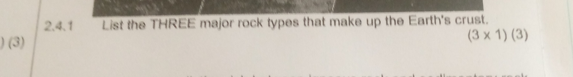 Solved 2.4.1 ﻿List the THREE major rock types that make up | Chegg.com