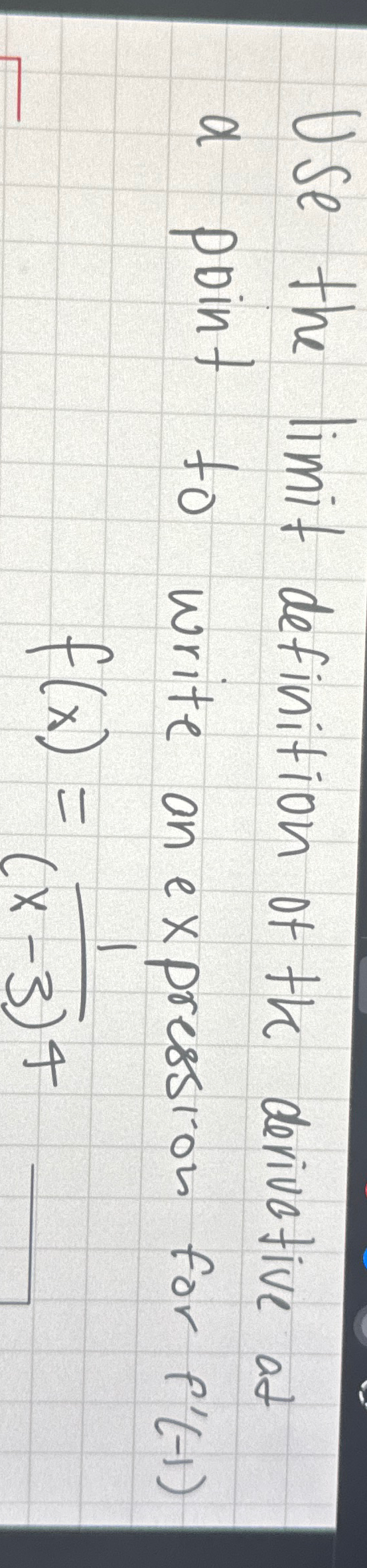 Use the limit definition of the derivative at a point | Chegg.com