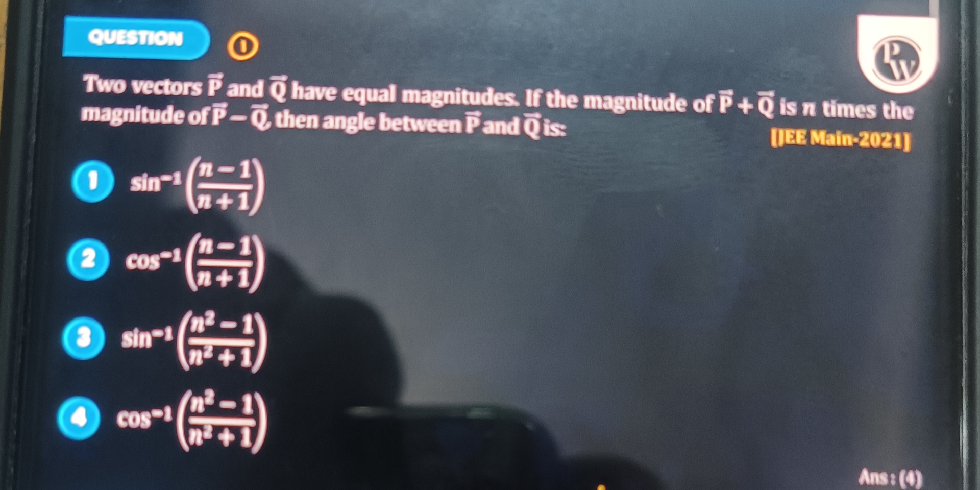 Solved cuesulon Two vectors vec(P) and vec(Q) have equal | Chegg.com Solved cuesulon Two vectors vec(P) and vec(Q) have equal | Chegg.com