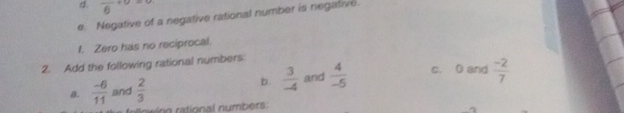 Solved Negative of a negative rational number is negative. | Chegg.com