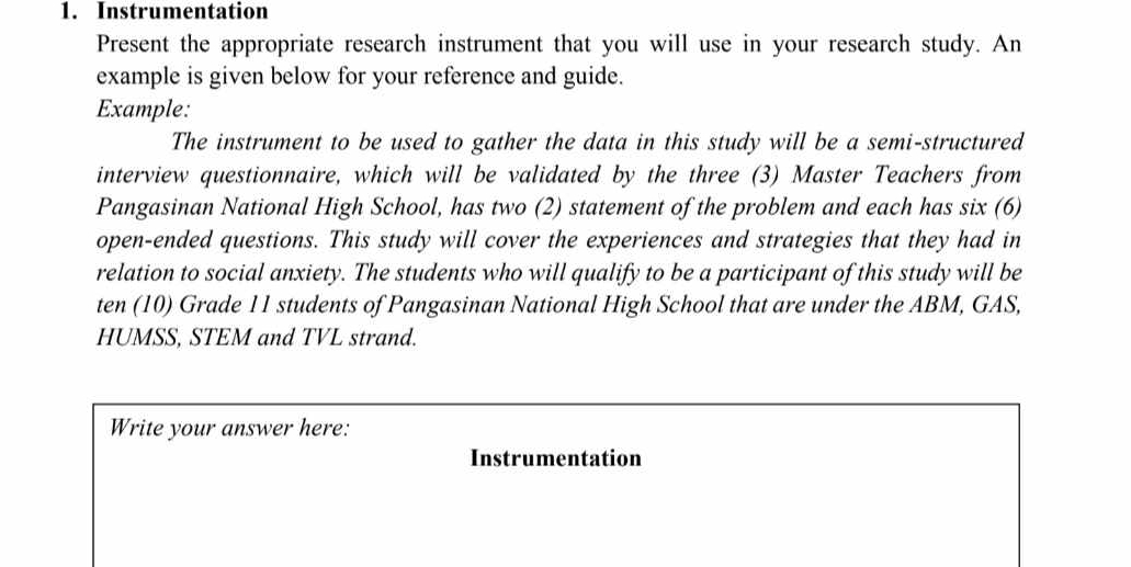 Solved Instrumentation Present the appropriate research | Chegg.com