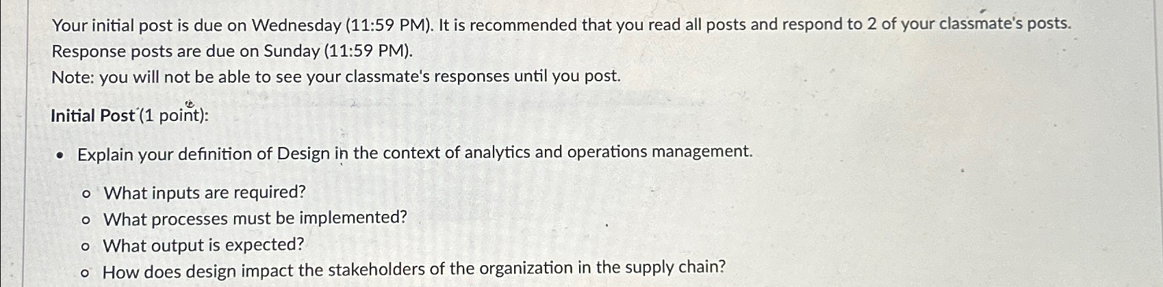Solved Your initial post is due on Wednesday (11:59 ﻿PM). | Chegg.com