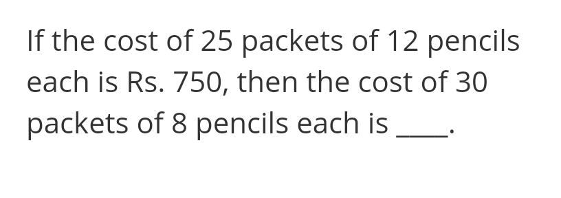 Solved If the cost of 25 ﻿packets of 12 ﻿pencils each is | Chegg.com
