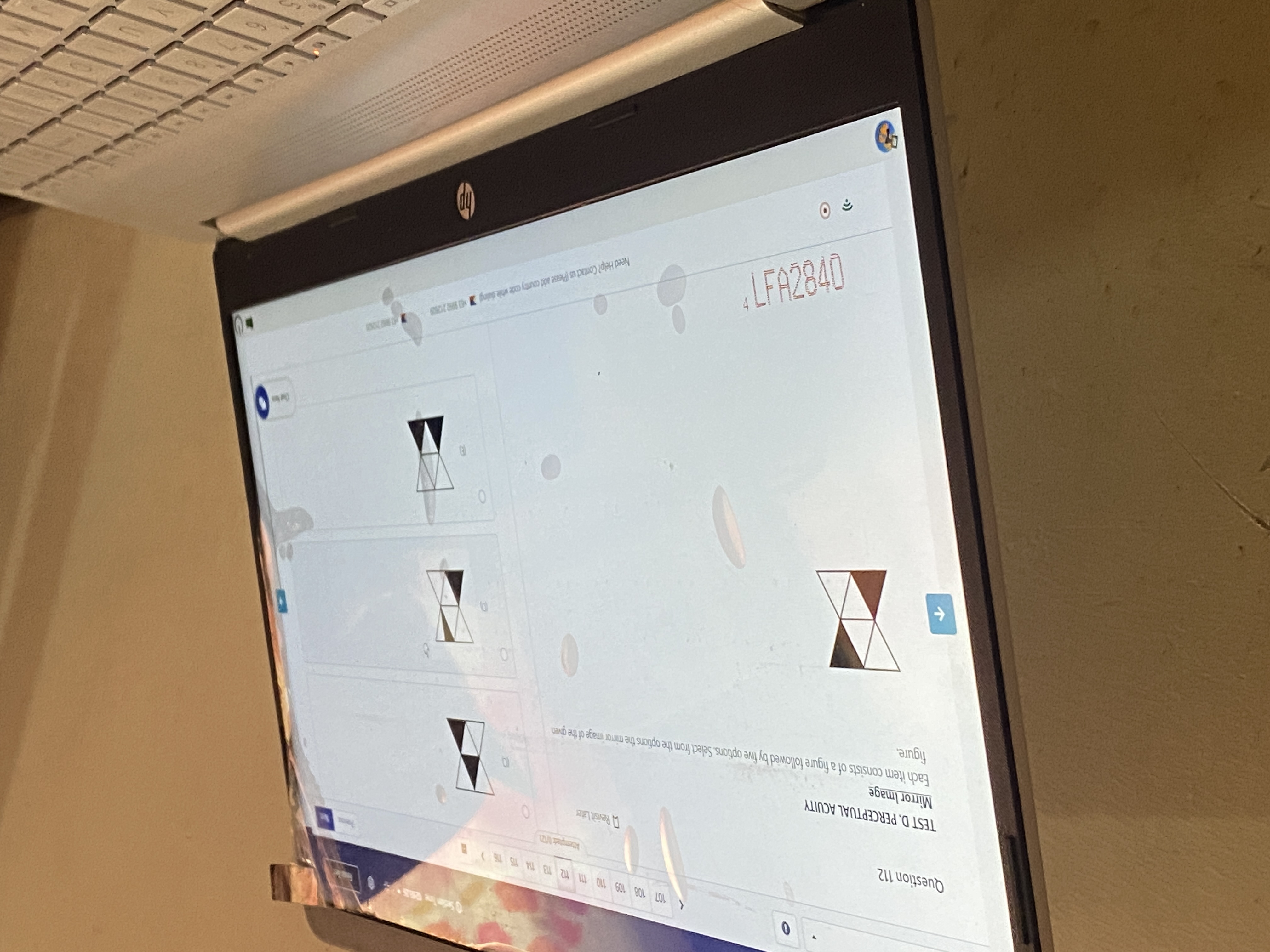 Solved Question 112 ﻿TEST D. ﻿PERCEPTUAL ACUITY Mirror Image | Chegg.com