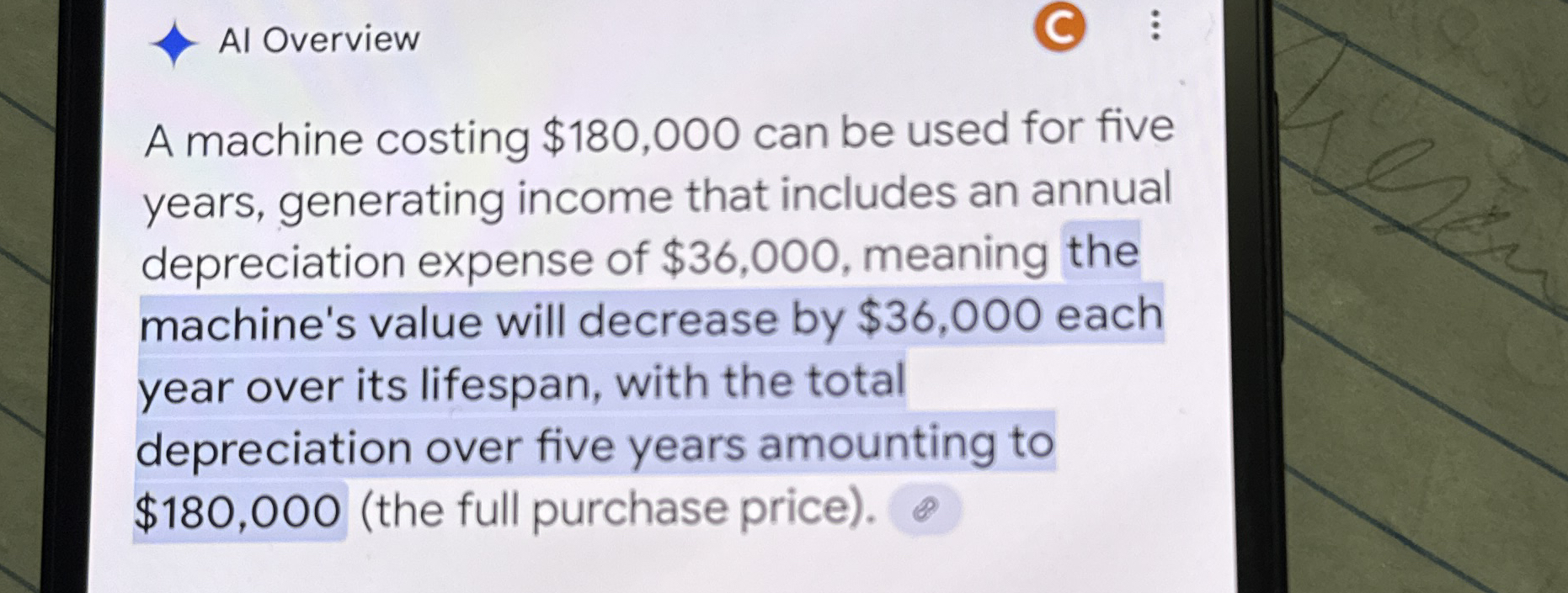 Solved Al OverviewA machine costing $180,000 ﻿can be used | Chegg.com