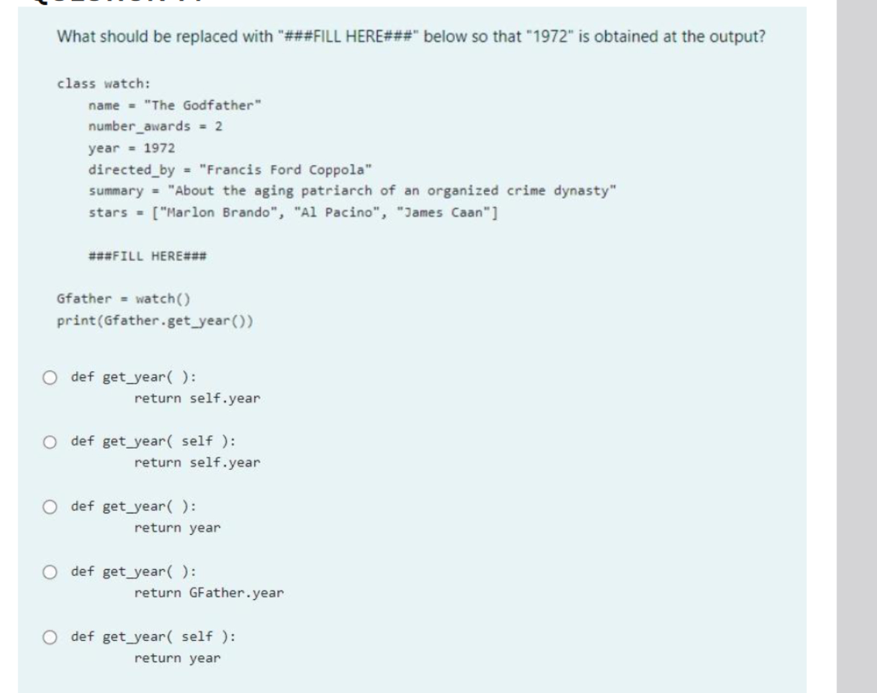 Solved What should be replaced with "###FILL HERE##" ﻿below | Chegg.com