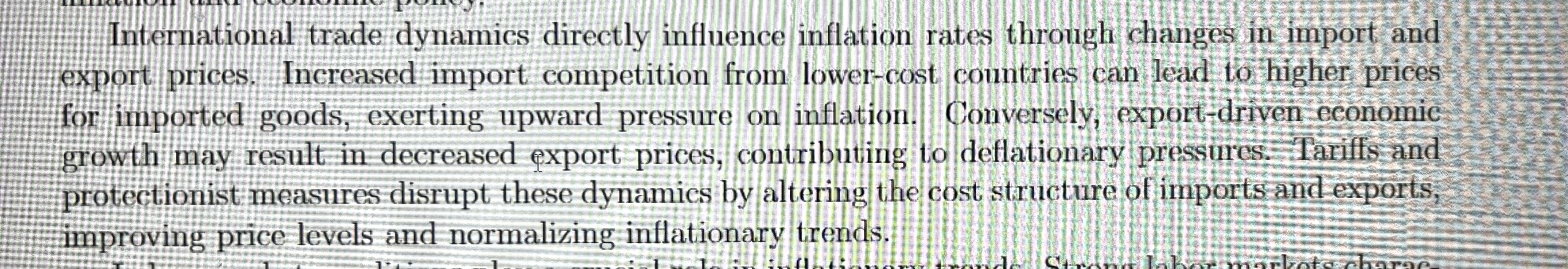 Solved International trade dynamics directly influence | Chegg.com