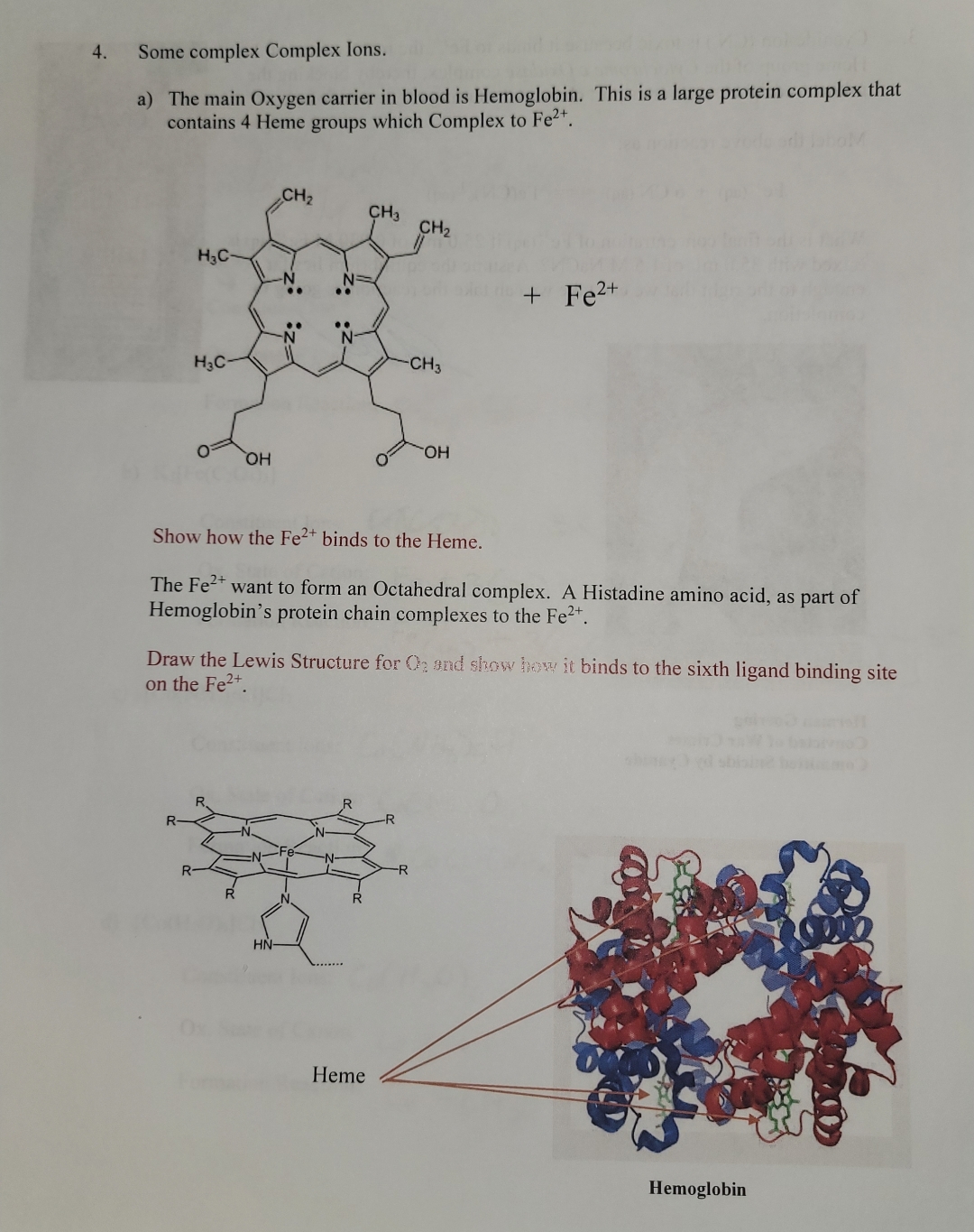 Solved Some complex Complex Ions.a) ﻿The main Oxygen carrier | Chegg.com