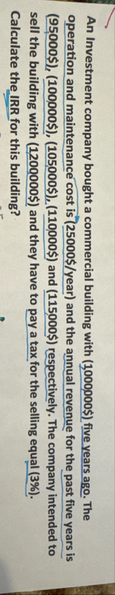 Solved An Investment company bought a commercial building | Chegg.com