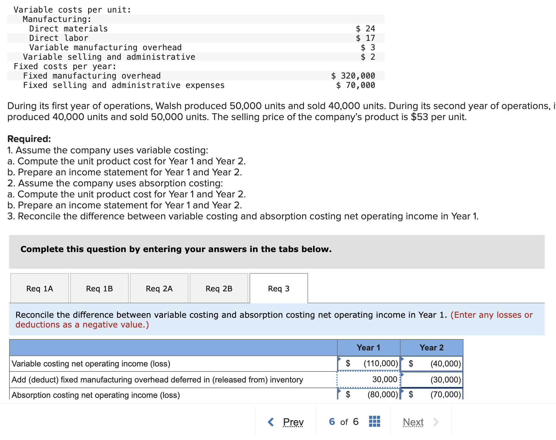 Solved how did I get this wrong? the ending variable costing | Chegg.com