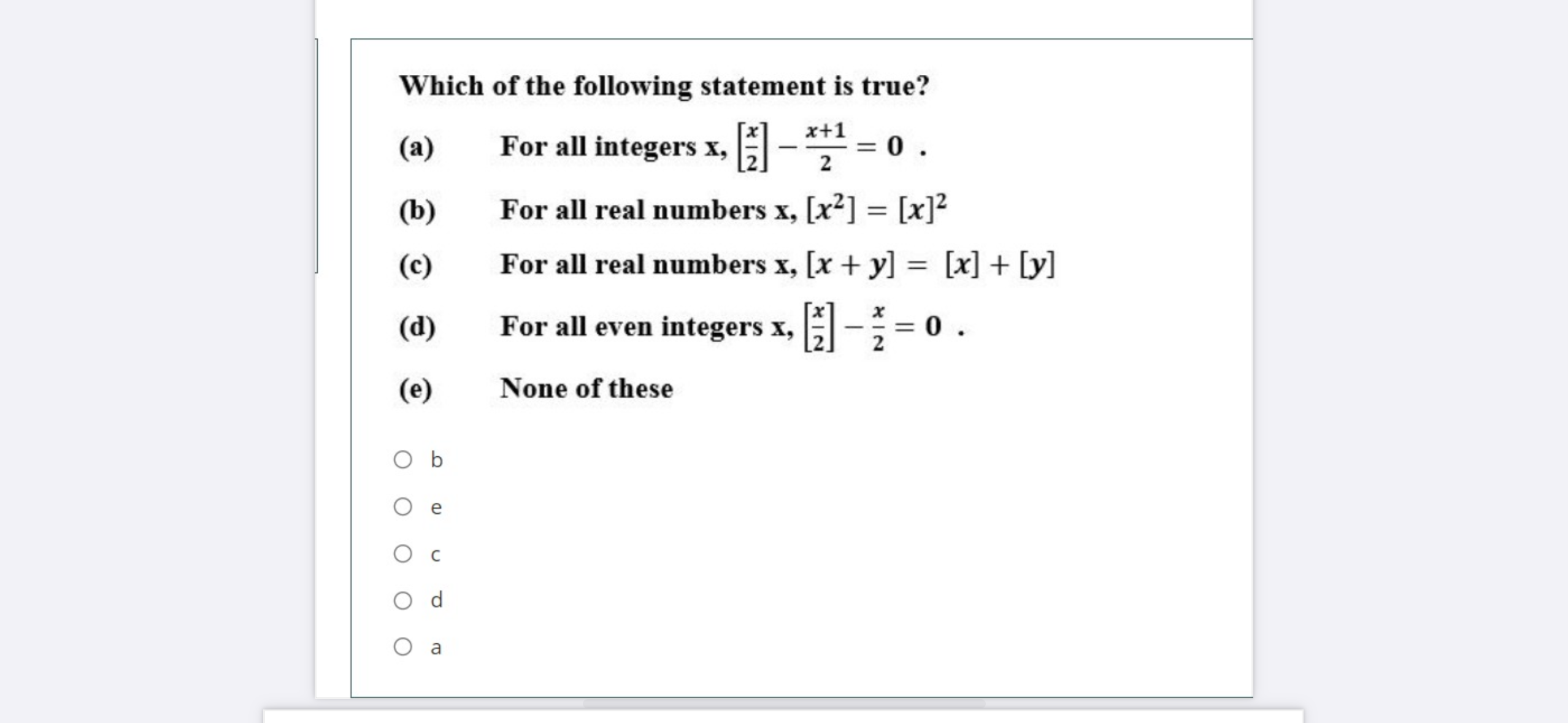Solved code class="asciimath">Which of the following | Chegg.com
