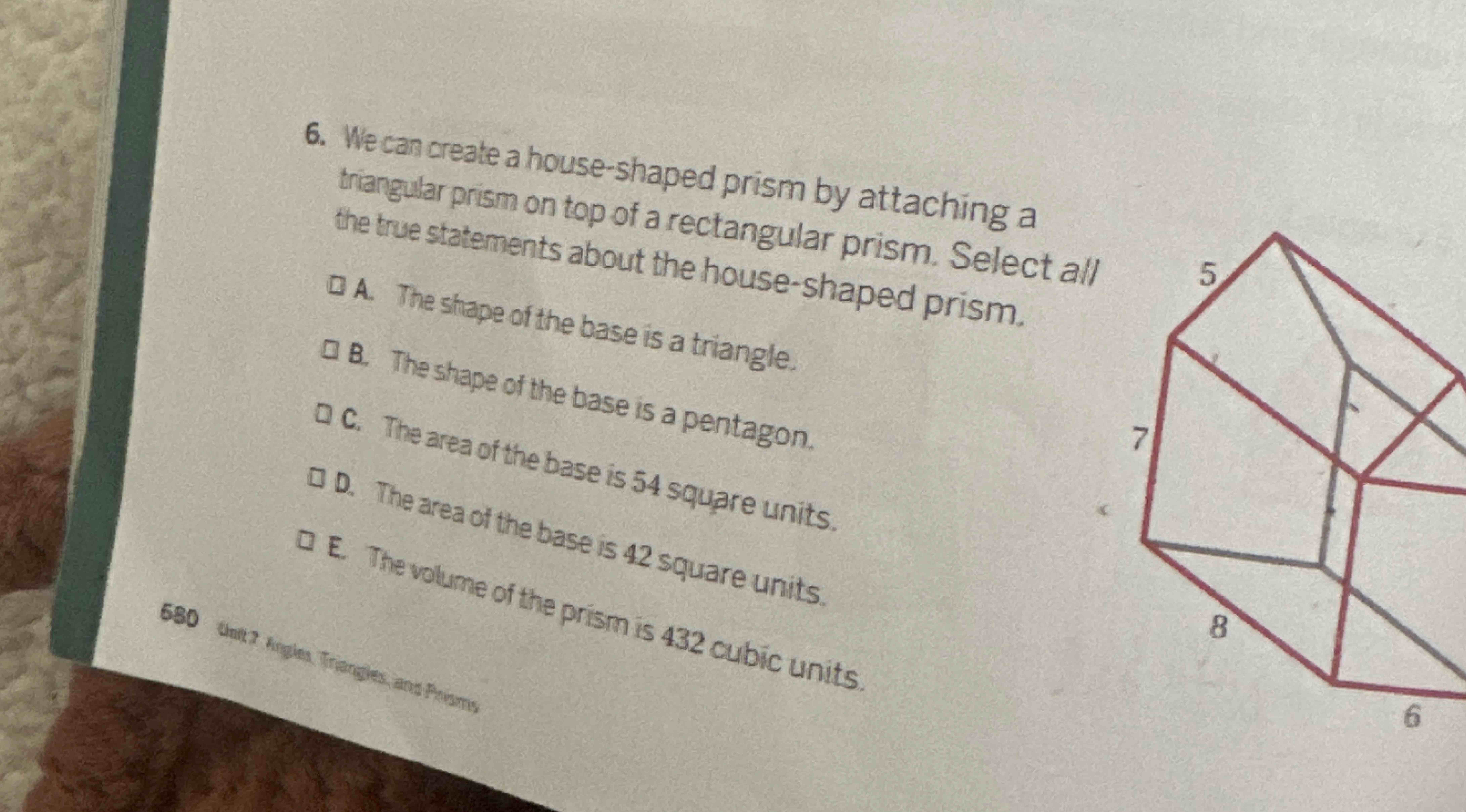 Solved 6. ﻿We can create a house-shaped prism by attaching a | Chegg.com