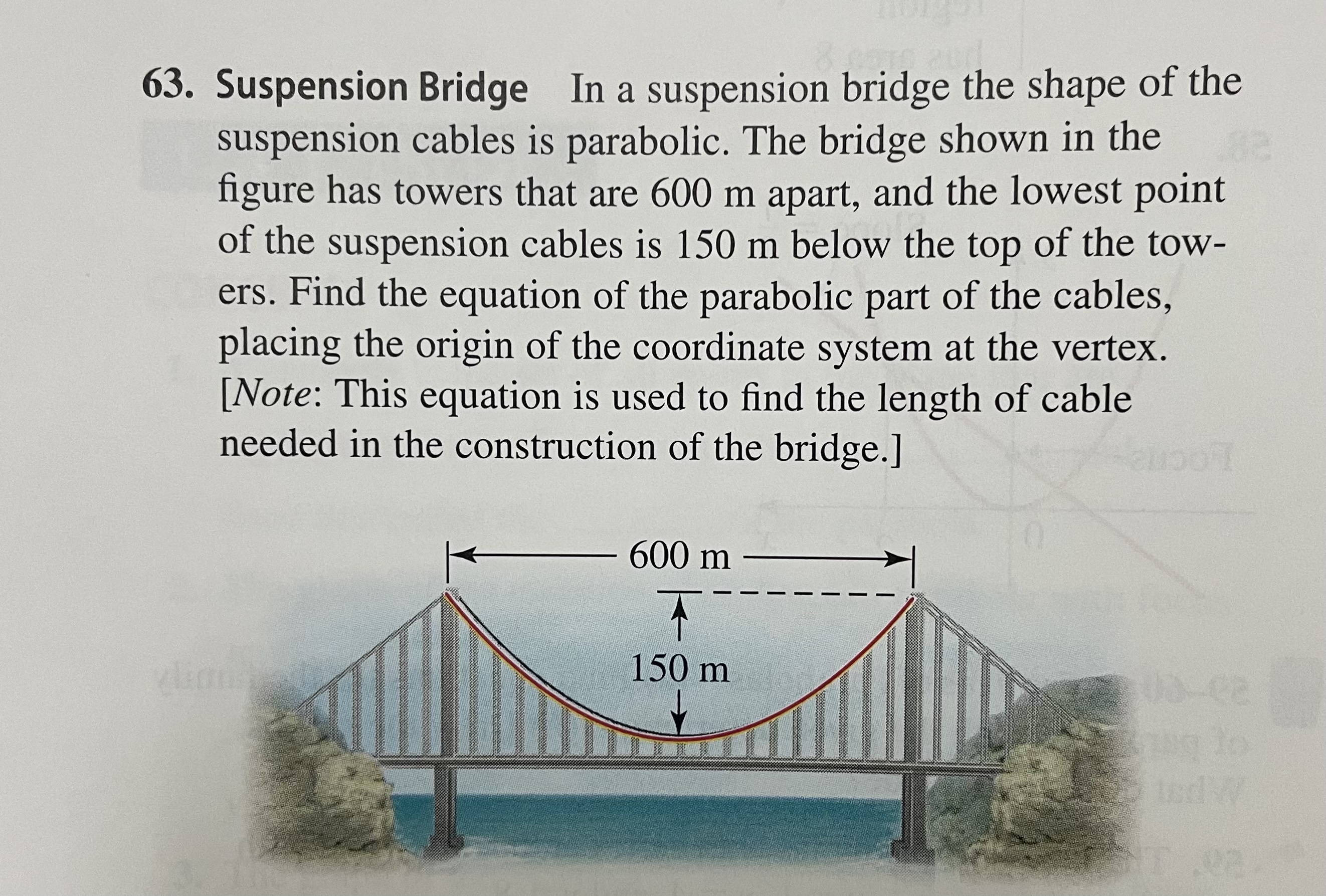 Solved Suspension Bridge In a suspension bridge the shape of | Chegg.com