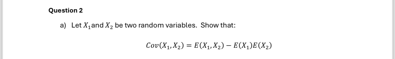 Question 2a) ﻿Let x1 ﻿and x2 ﻿be two random | Chegg.com