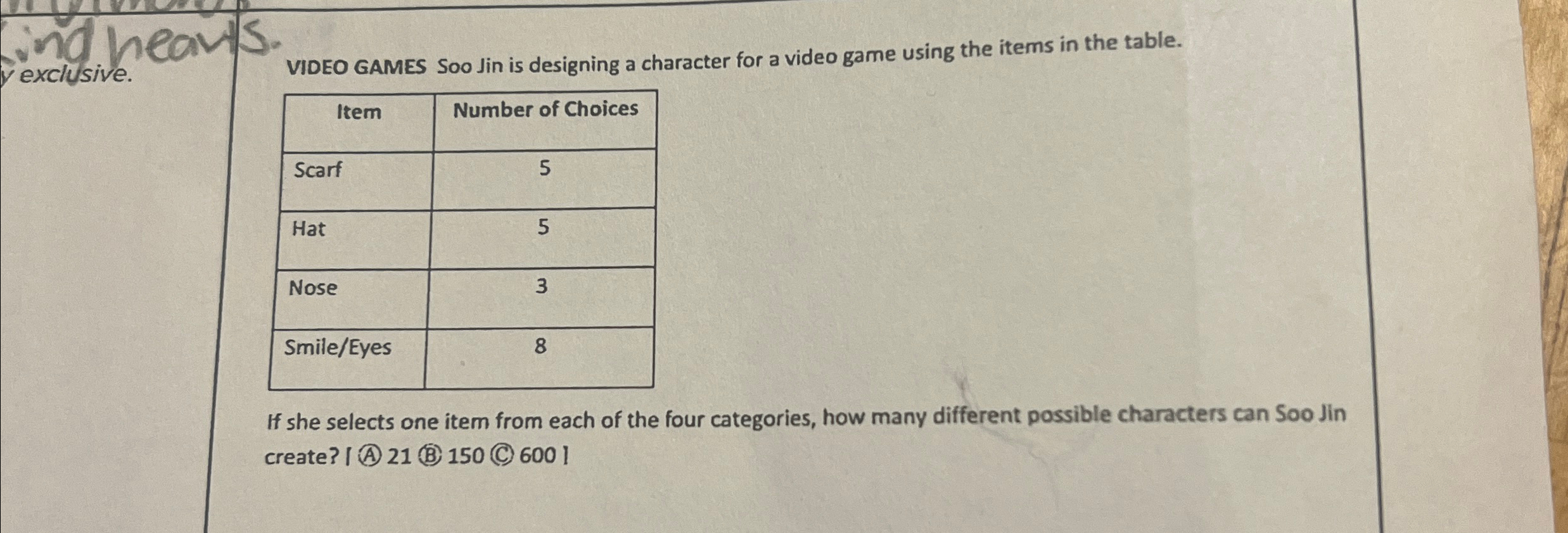 Solved VIDEO GAMES Soo Jin is designing a character for a | Chegg.com