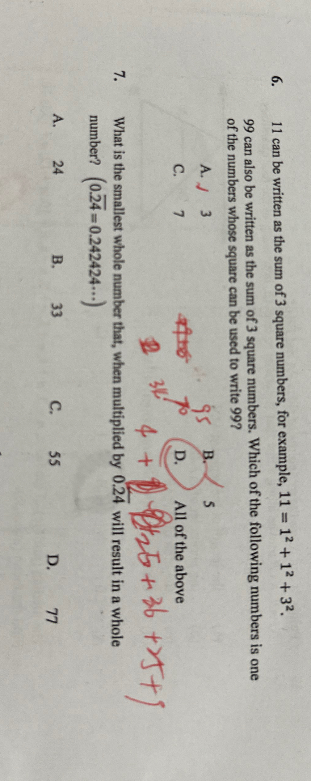 Solved 11 ﻿can be written as the sum of 3 ﻿square numbers, | Chegg.com