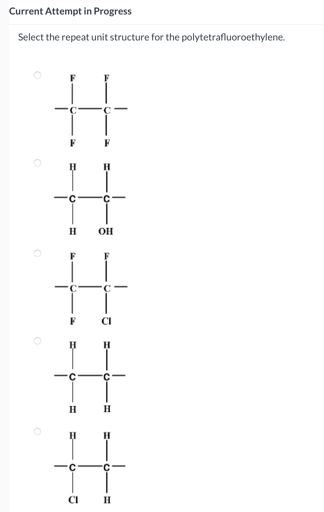 Solved Select the repeat unit structure for the | Chegg.com