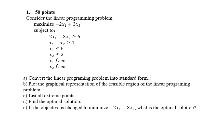 Solved 50 ﻿points Consider the linear programming problem | Chegg.com