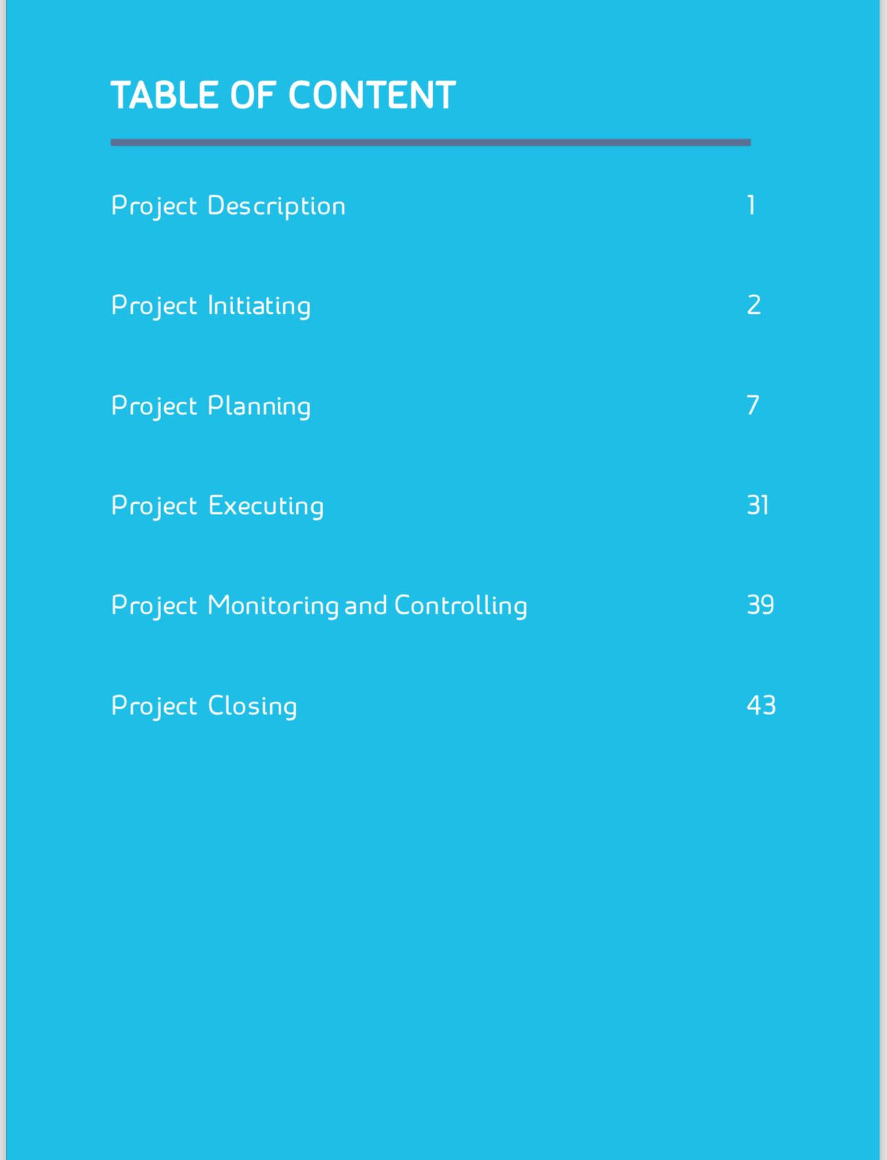 Solved TABLE OF CONTENTProject Description1Project | Chegg.com