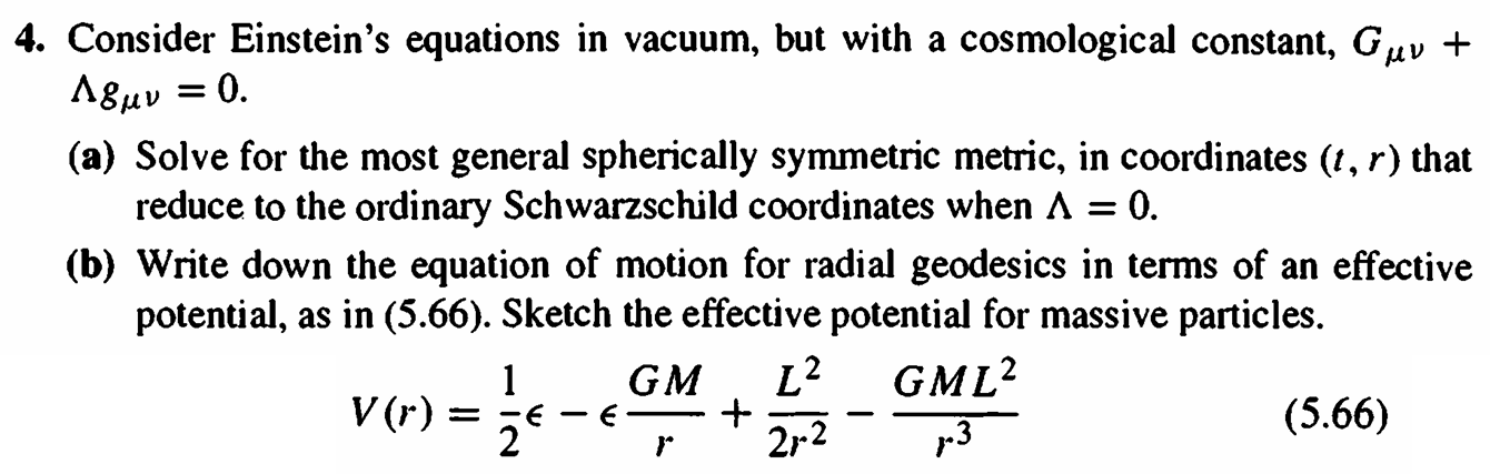 Solved Consider Einstein's equations in vacuum, but with a | Chegg.com