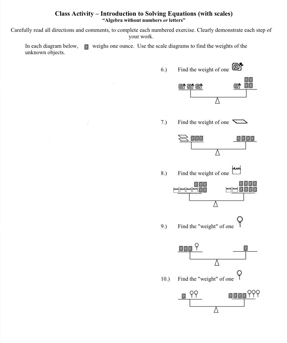 Solved Class Activity - ﻿Introduction to Solving Equations | Chegg.com