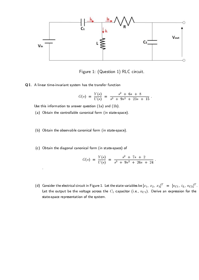 Solved Figure 1: (Question 1) ﻿RLC circuit.Q1. ﻿A linear | Chegg.com
