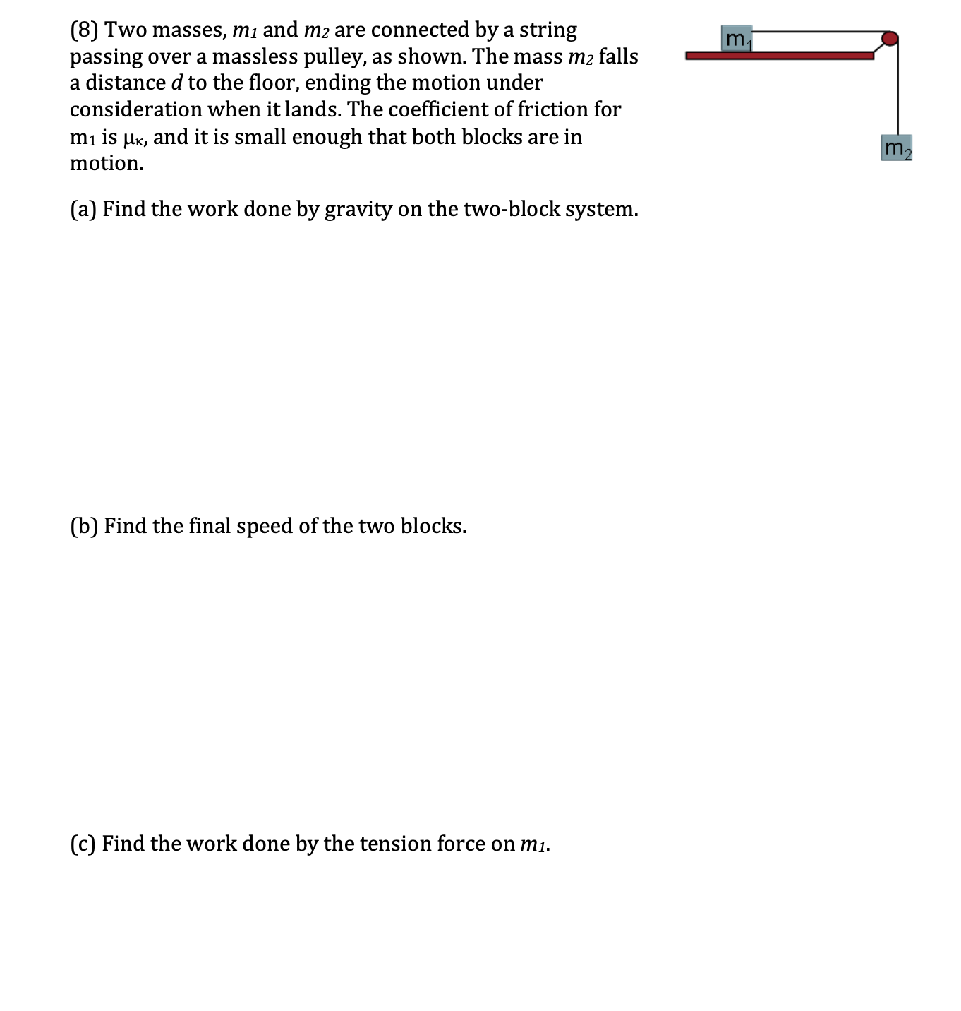 (8) ﻿Two masses, m1 ﻿and m2 ﻿are connected by a | Chegg.com