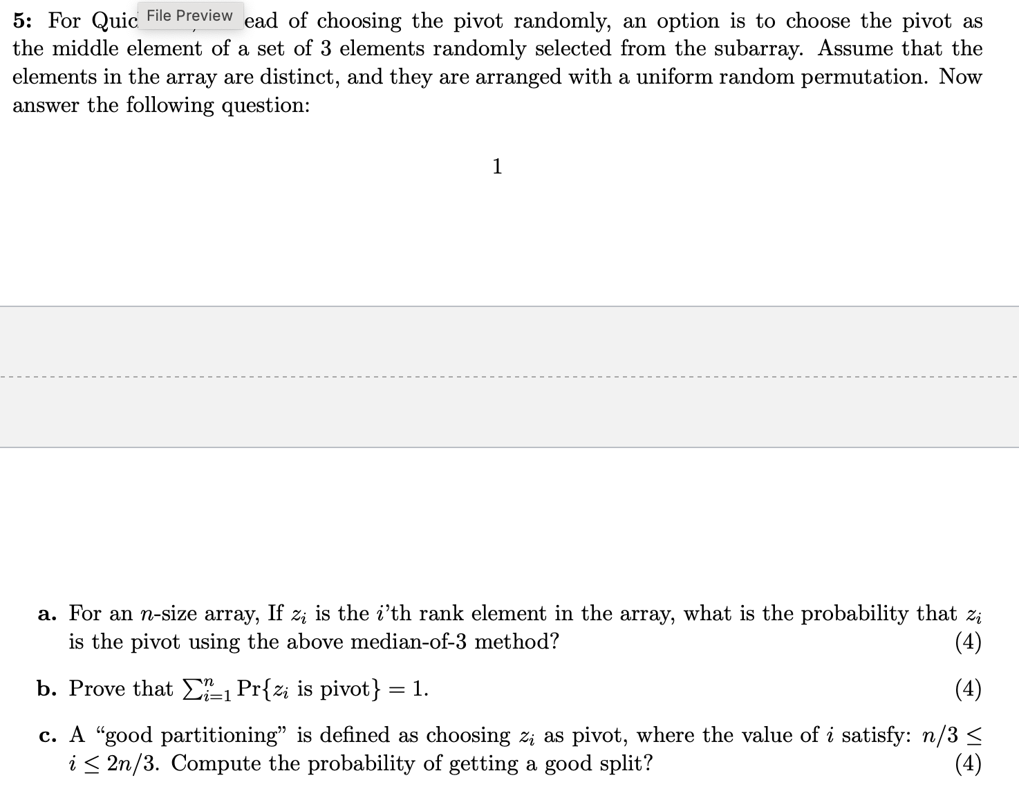 Solved 5: For Quic File Preview ead of choosing the pivot | Chegg.com