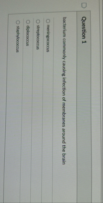 [Solved]: Question 1 bacterium commonly causing infection of