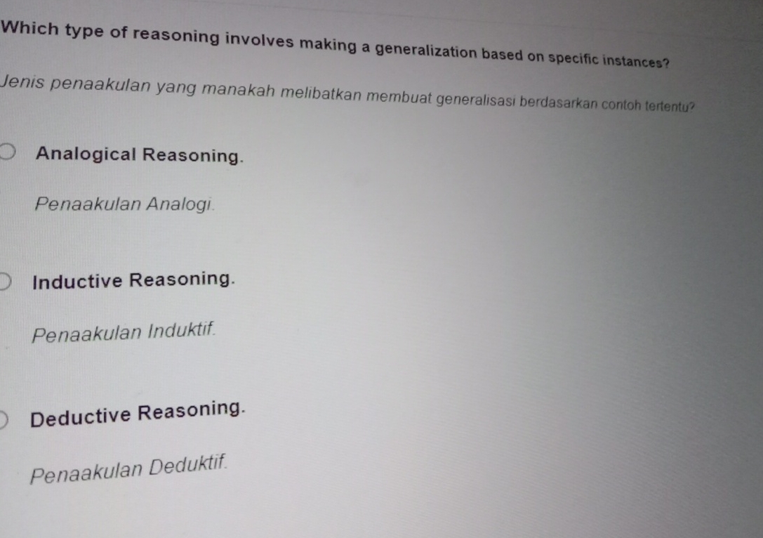 Solved Which type of reasoning involves making a | Chegg.com