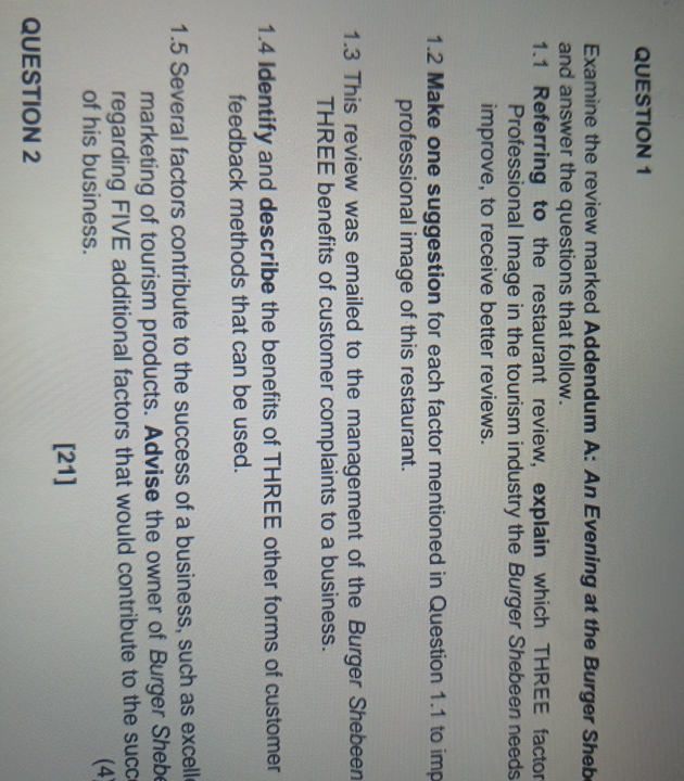 Solved QUESTION 1 ﻿Examine the review marked Addendum A: An | Chegg.com