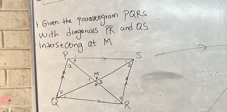 Solved Given the parallelogram PQRS ﻿with diagonals PR ﻿and | Chegg.com