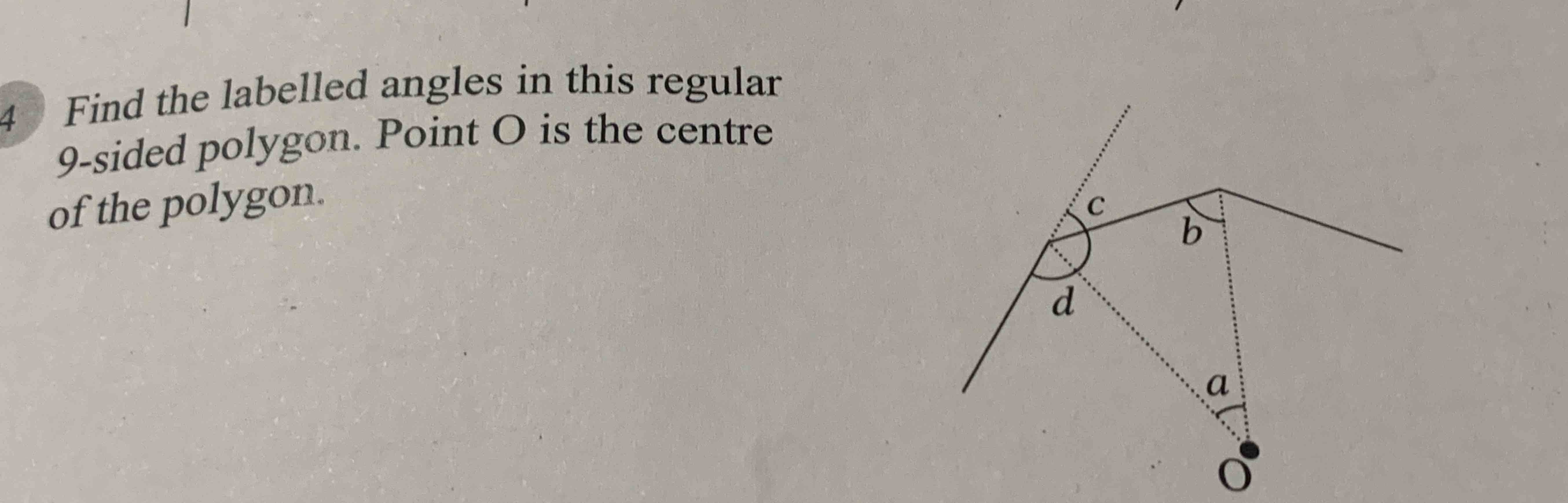 4. ﻿Find the labelled angles in this regular 9-sided | Chegg.com
