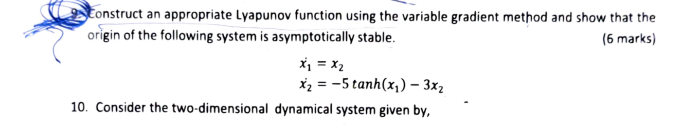 Solved Eonstruct an appropriate Lyapunov function using the | Chegg.com