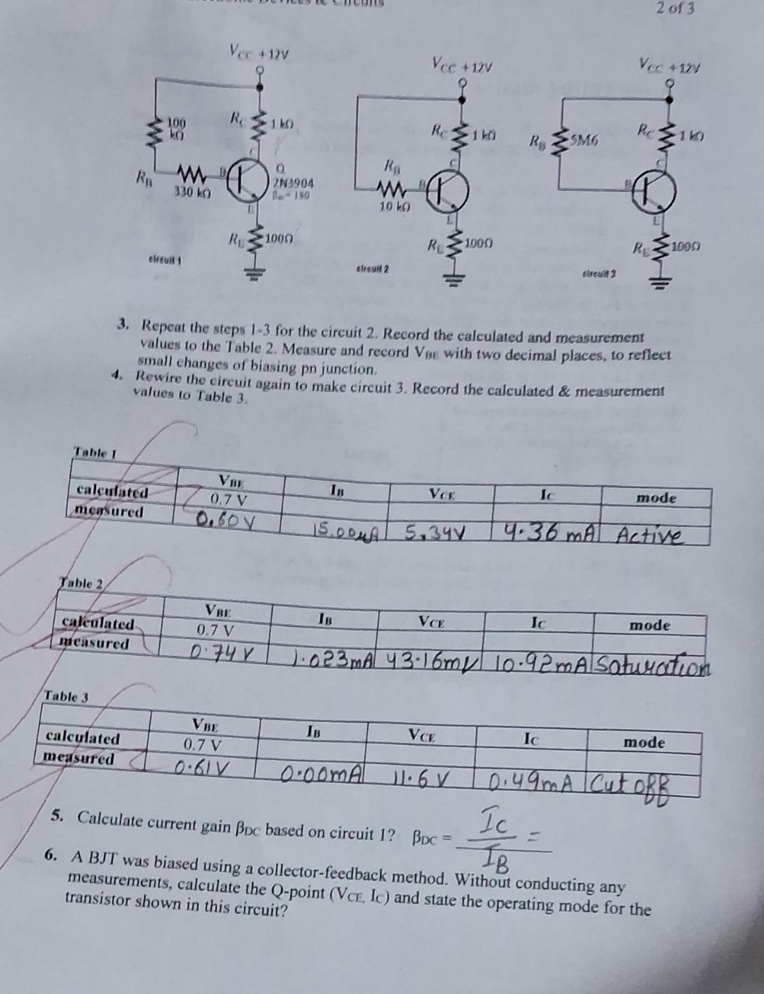 Repeat the steps 1-3 ﻿for the circuit 2. ﻿Record the | Chegg.com