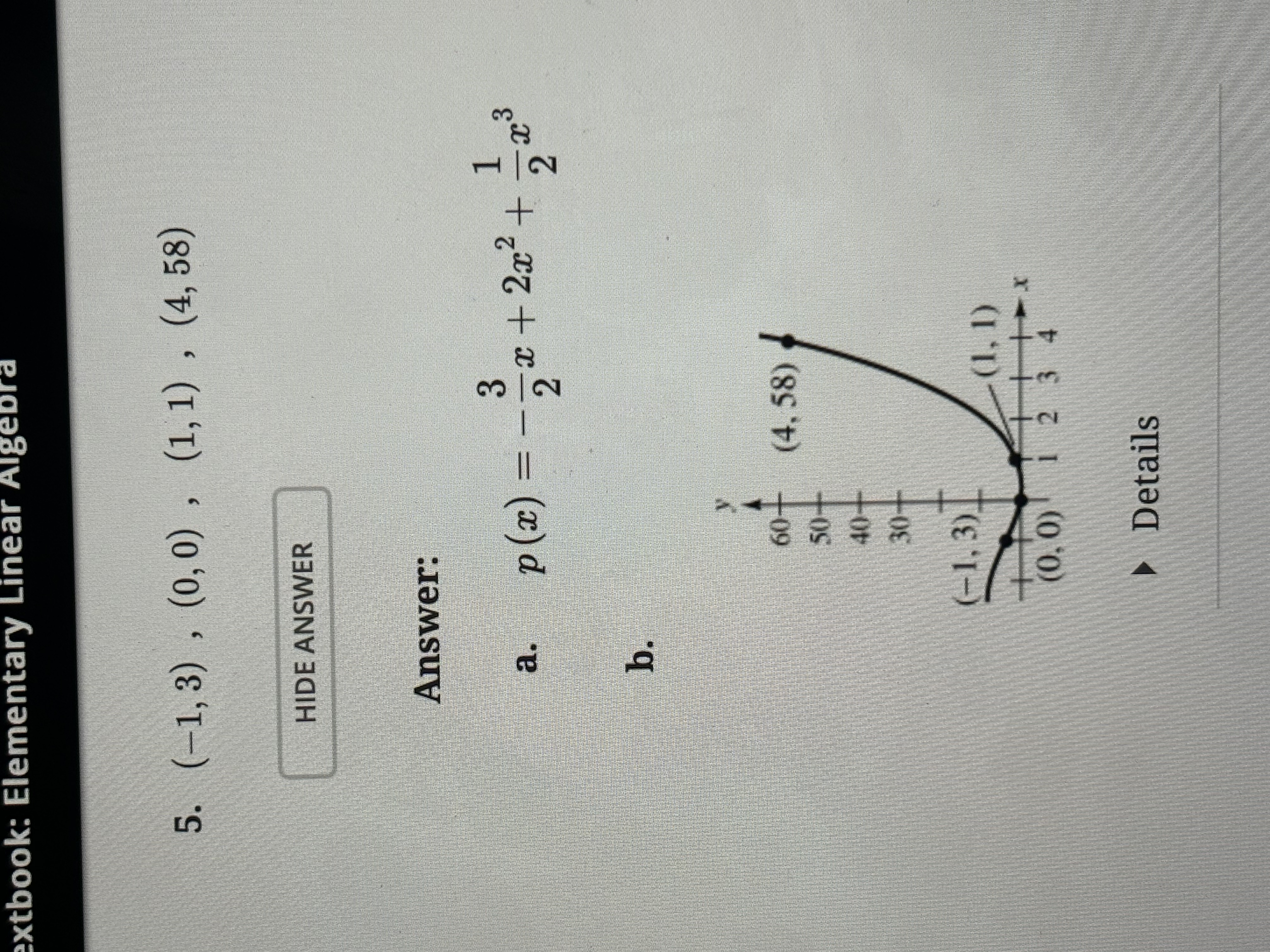 Solved code class="asciimath">(-1,3),(0,0),(1,1),(4,58) | Chegg.com