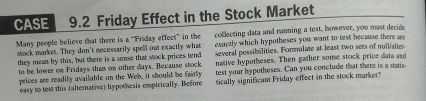 Solved CASE 9.2 ﻿Friday Effect in the Stock MarketMany | Chegg.com