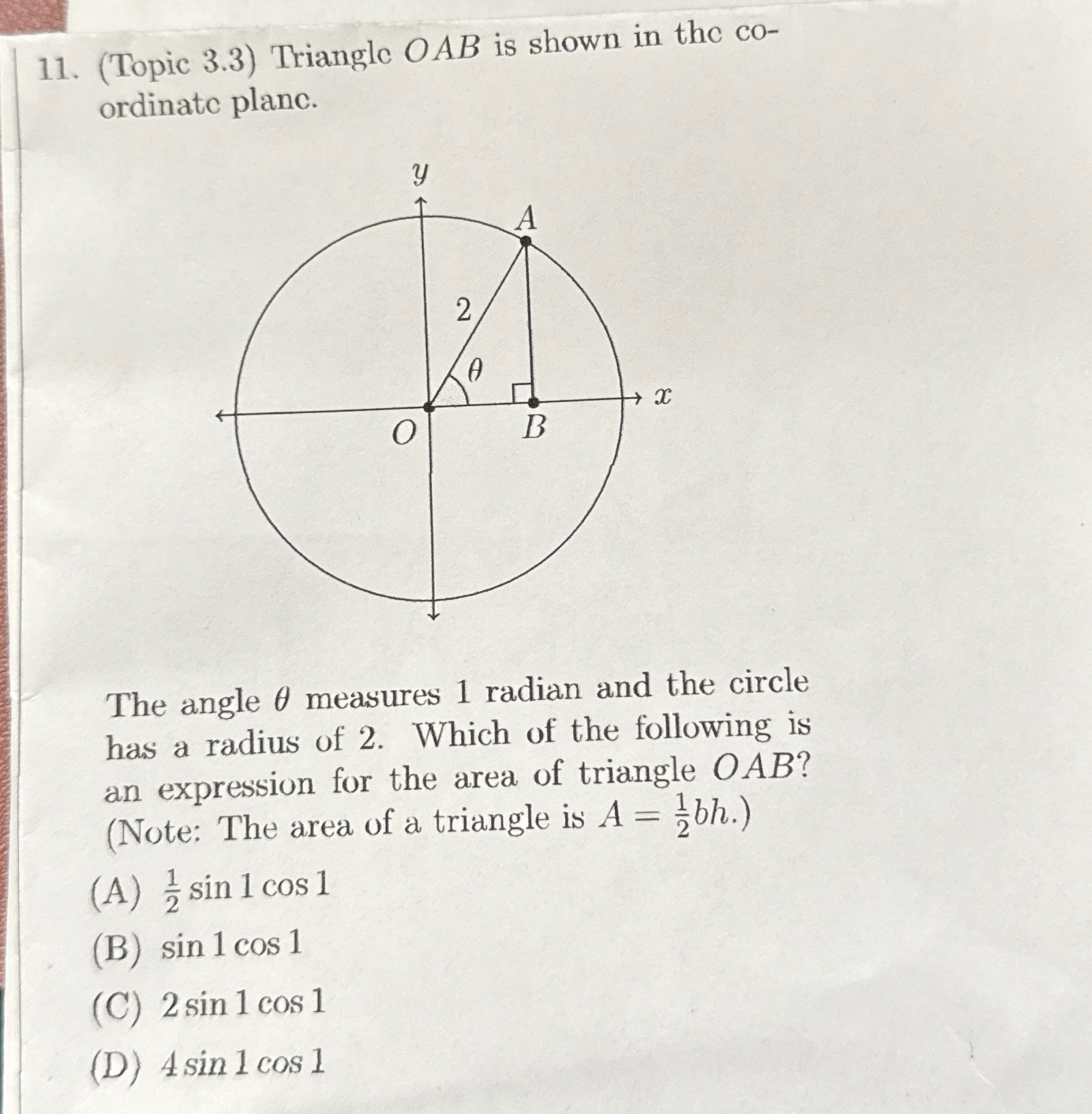 Solved (Topic 3.3) ﻿Triangle OAB is shown in the coordinate | Chegg.com