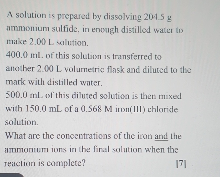 Solved A solution is prepared by dissolving 204.5g ﻿ammonium | Chegg.com