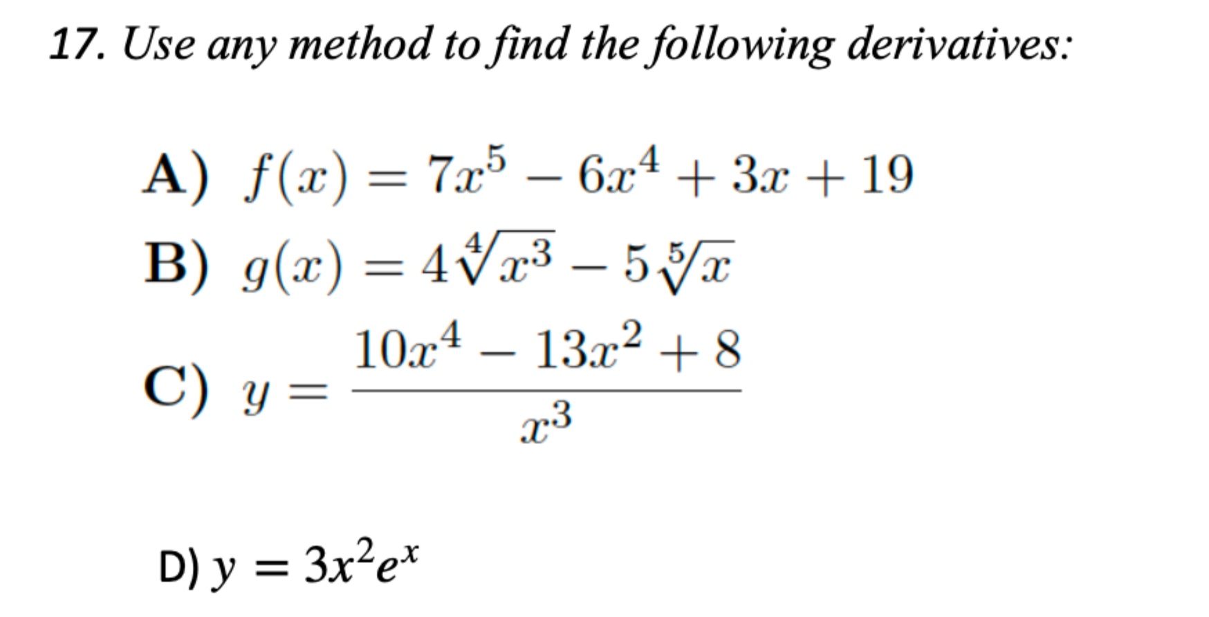 Solved Use any method to find the following | Chegg.com