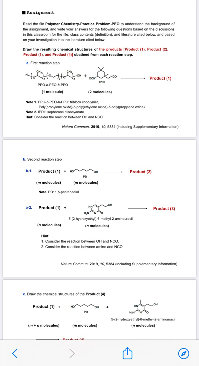 Solved AssignmentRead the file Polymer Chemistry-Practice | Chegg.com