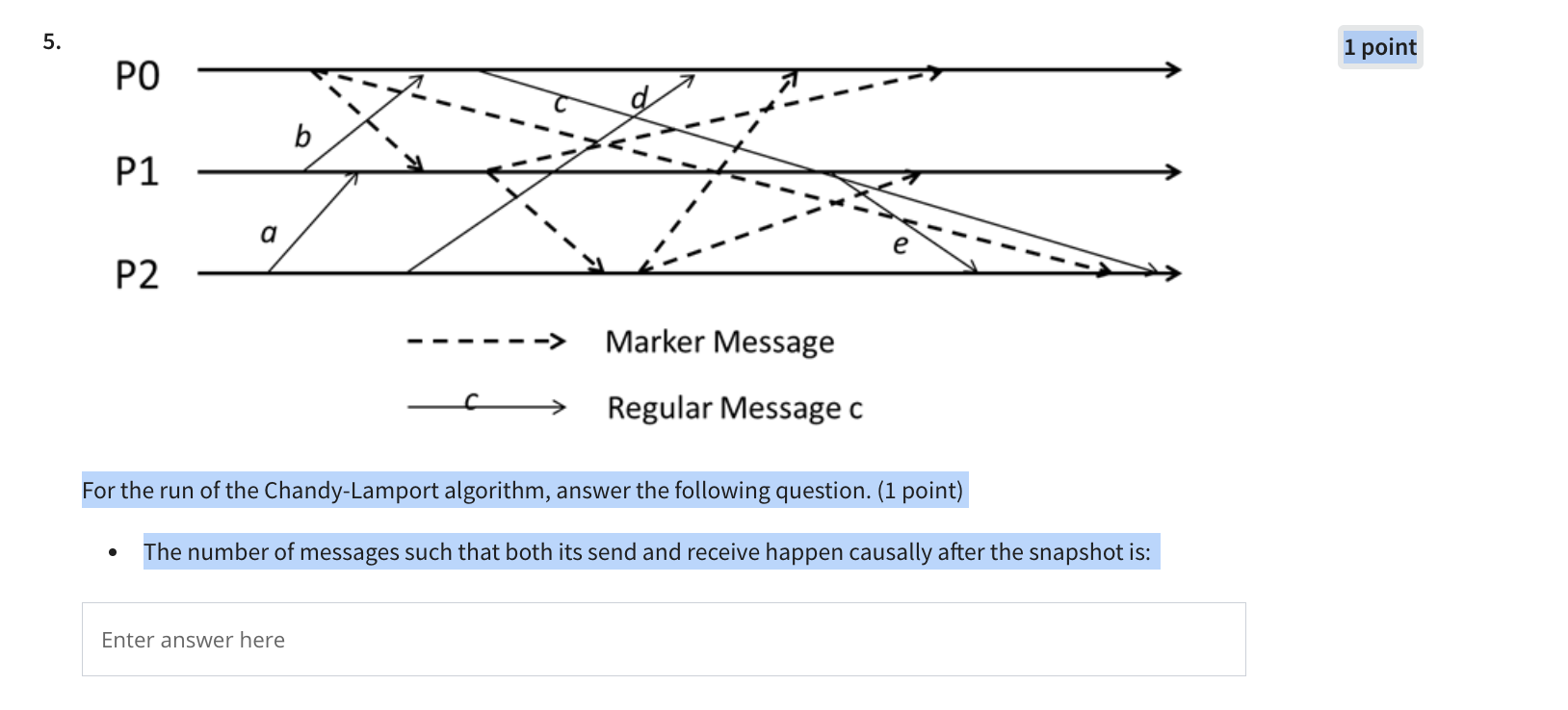 Solved For the run of the Chandy-Lamport algorithm, answer | Chegg.com