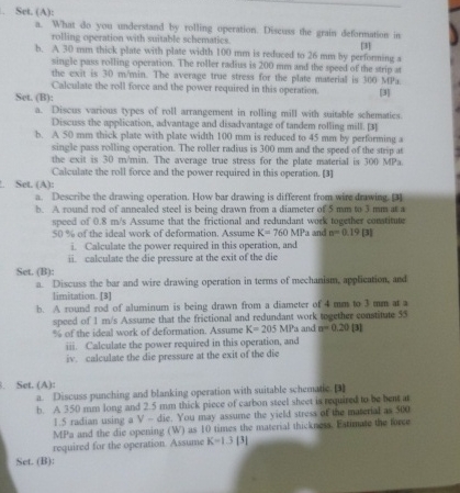 Solved Set. (A):ה. ﻿What do you understand ty rolling | Chegg.com