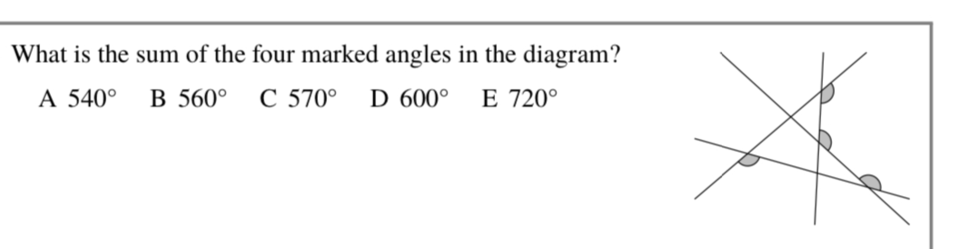 Solved What is the sum of the four marked angles in the | Chegg.com