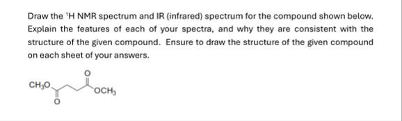 Solved Draw the ?1H ﻿NMR spectrum and IR (infrared) | Chegg.com