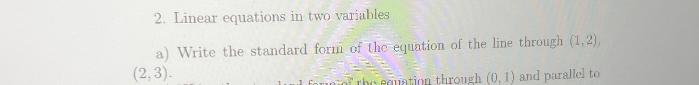 Solved Linear equations in two variablesa) ﻿Write the | Chegg.com