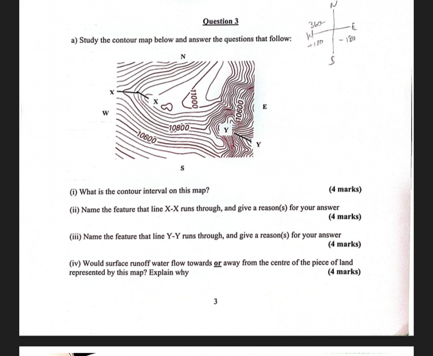 Solved Question 3a) ﻿Study the contour map below and answer | Chegg.com